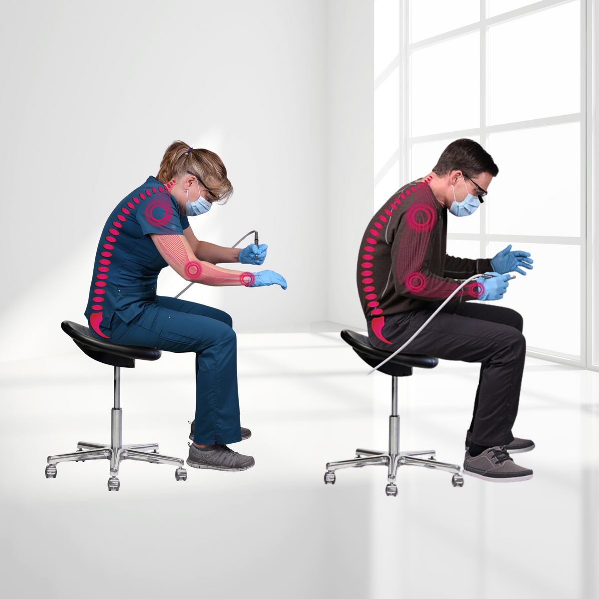 Ergonomic Chairs and Stools with Chest support and Armrests – Orbital ...